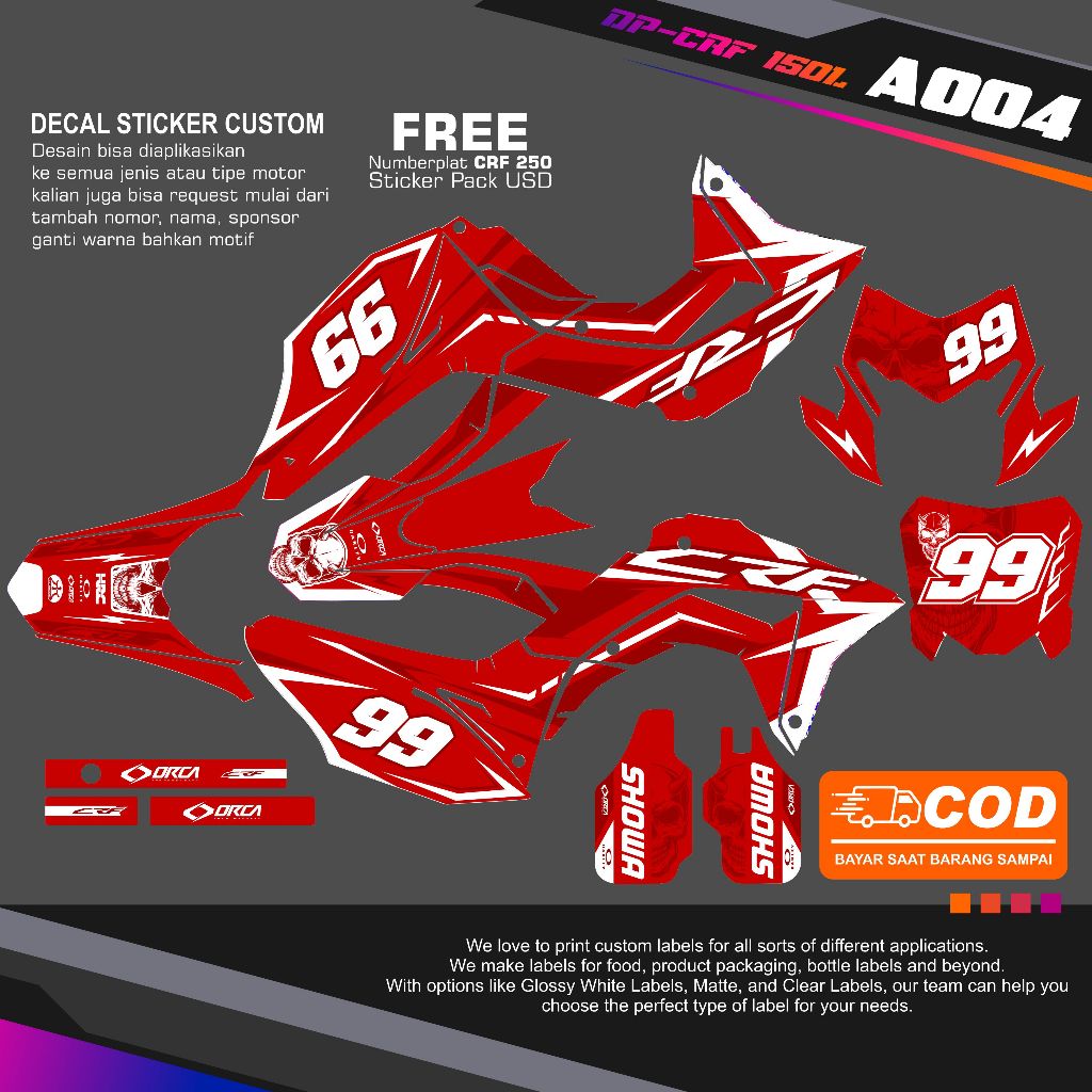 Decal Honda Crf 150L Sticker Crf Decal Crf Full Body Dekal Crf Racing ...