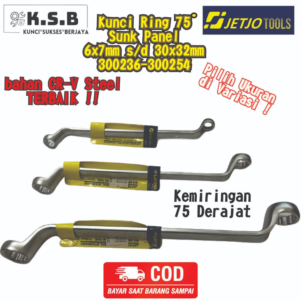 75 Degree Sunk Panel Ring Key 6X7mm to 30x32mm / Box end wrench 75 ...