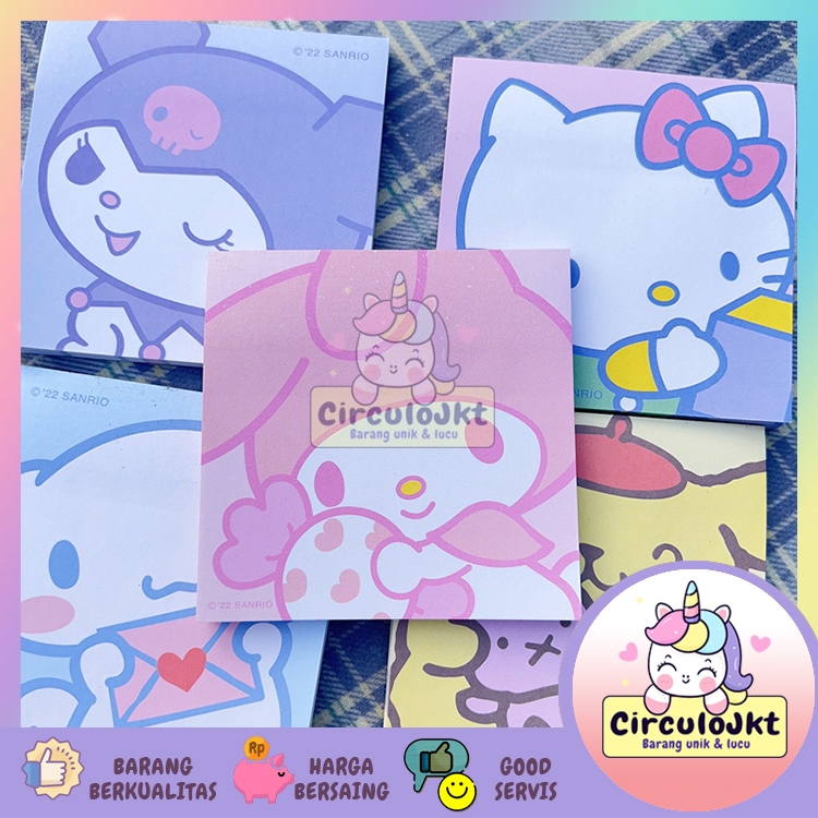 Sanrio KUROMI Sticky Notes Paper CONTENTS 50 SHEETS KUROMI SANRIO ...