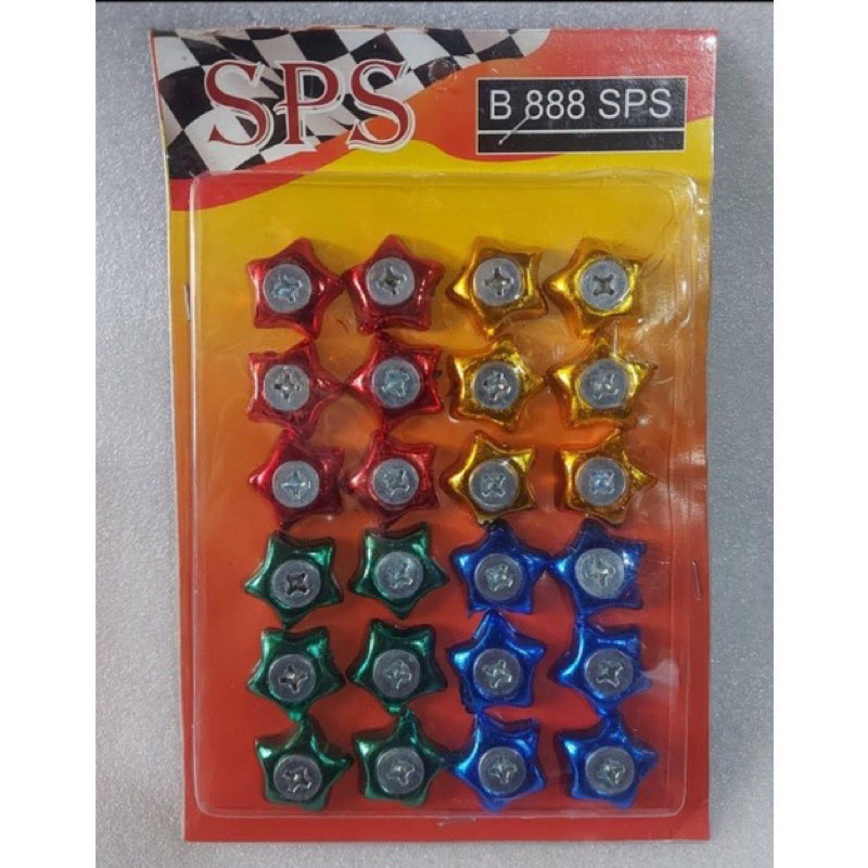 Motorcycle number plate bolts, variations of bolts + colorful star ...