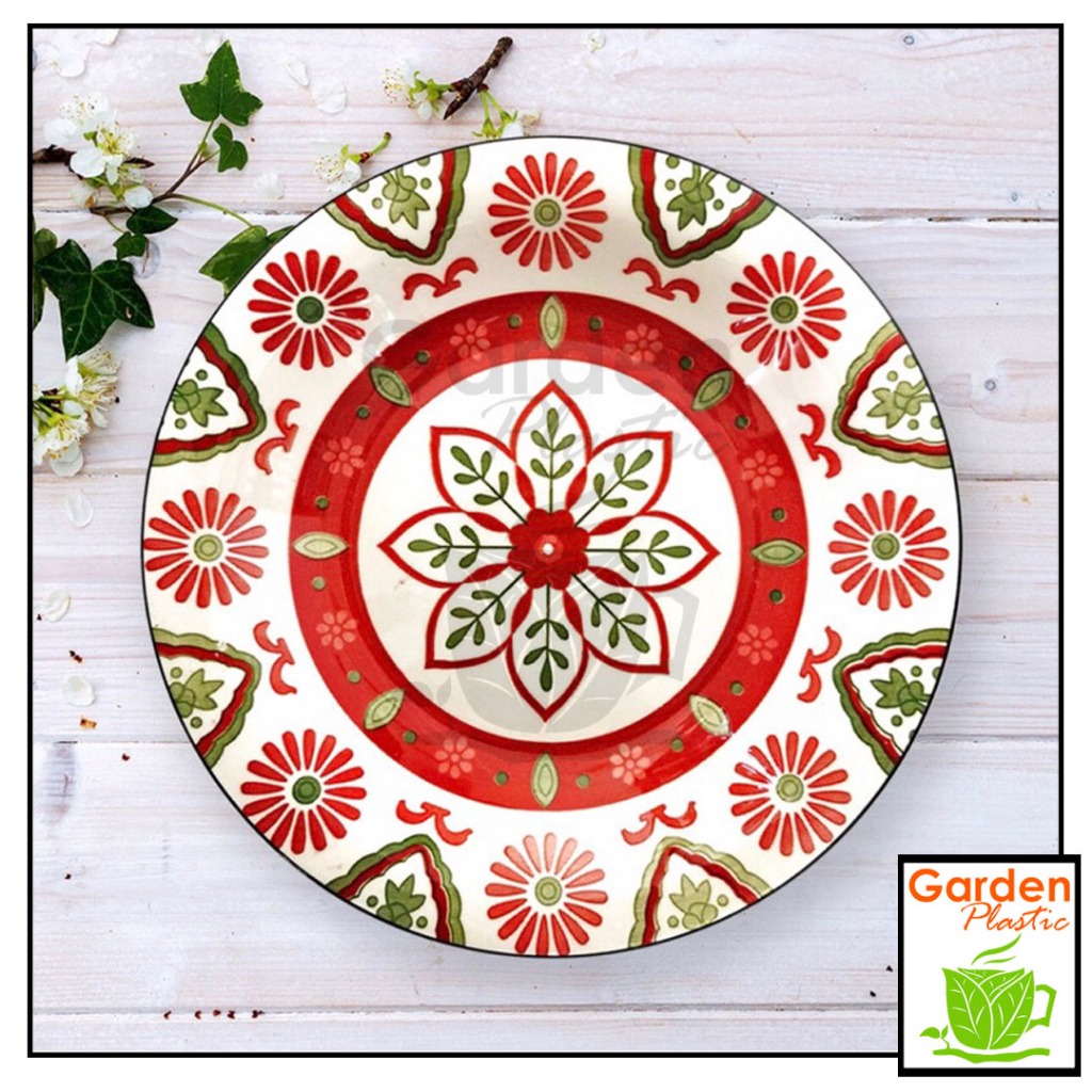 Ceramic Buffet DINNER PLATE 9.25 INC WHITE LINE - 1PC | Shopee Philippines