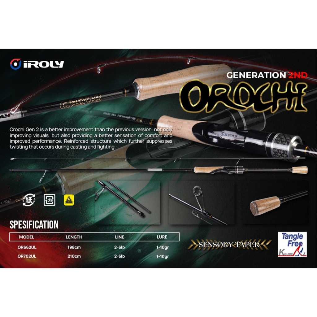 Spinning IROLY OROCHI GEN-2 SOLID CARBON Rod | Shopee Philippines