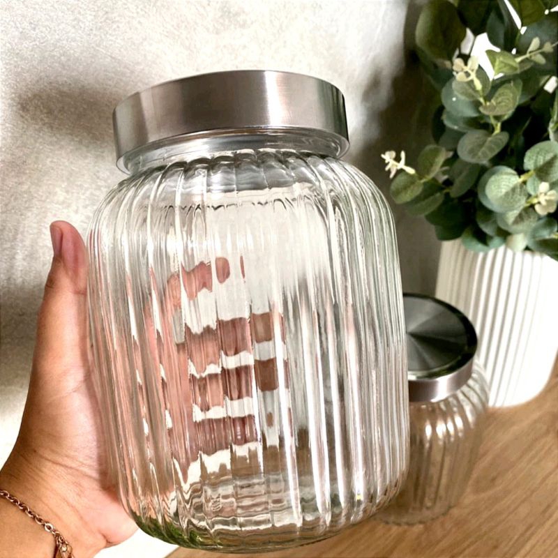 2 Liter CANISTER Glass Jar With Thread Line MOTIF TPF 10 SL | Shopee ...