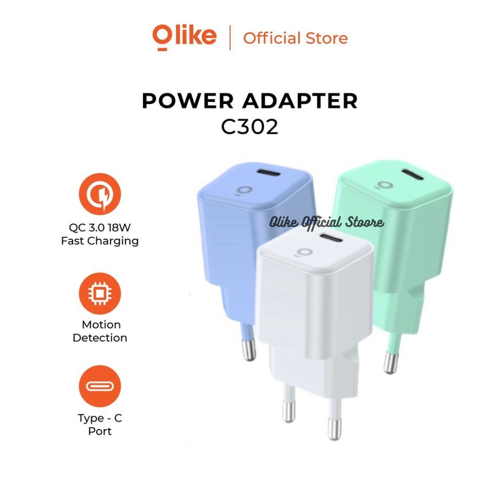 Olike C302 CHARGER HEAD 20W USB TYPE C PD ADAPTER FAST CHARGING - 12 ...