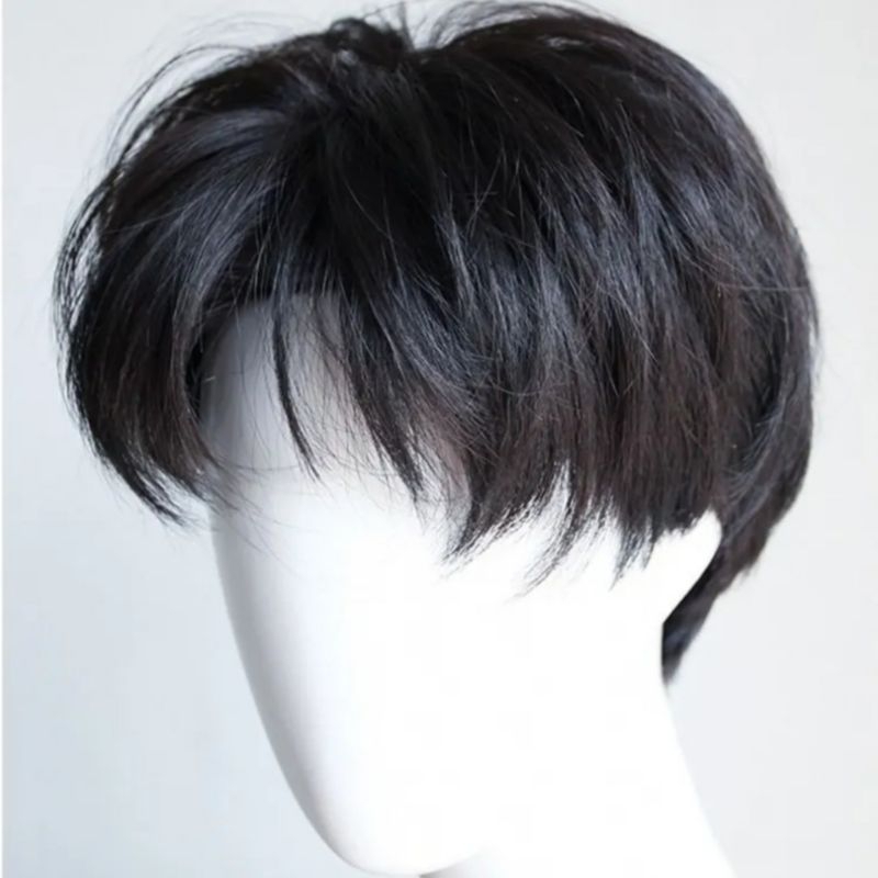 HITAM Full Wig Men Korean Short Hair Black Color Wig Korean Student Wig ...