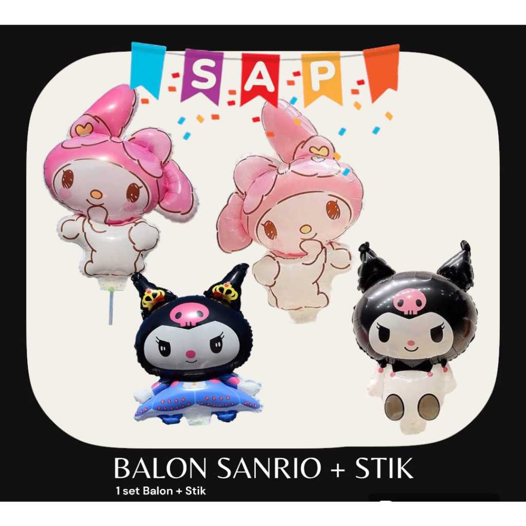 Kuromi Melody Sanrio Stick Balloons/Foil Balloons Melody Kuromi ...