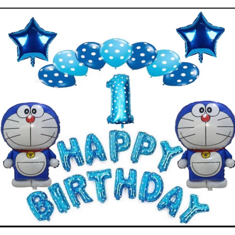 Birthday Balloon Decoration Package / Happy Birthday Doraemon ...