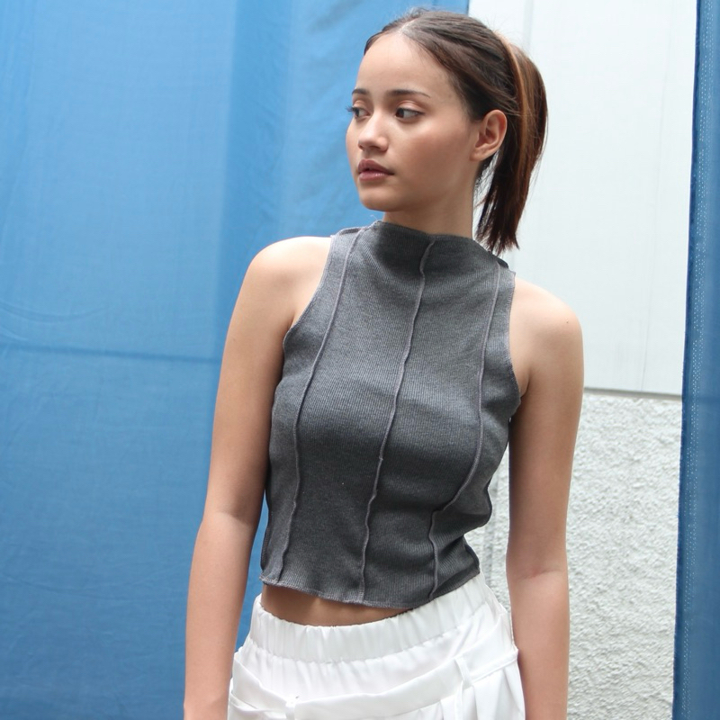 Sigma Top - SOMA Ribbed Knit Square Tank Tanktop Summer Sabrina Halter ...