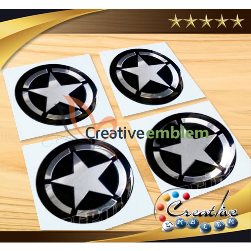 Sticker Embossed Emblem Cap Hubcap Star Logo 4pcs | Shopee Philippines