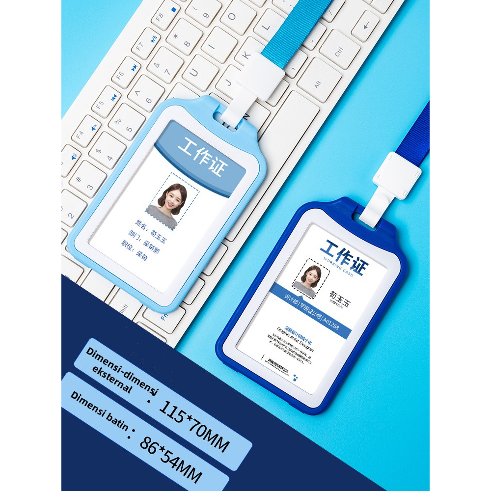 GANTUNGAN Id CARD Holder Bicolor Y-317 2 sided CARD hanger + 1 CM ID ...