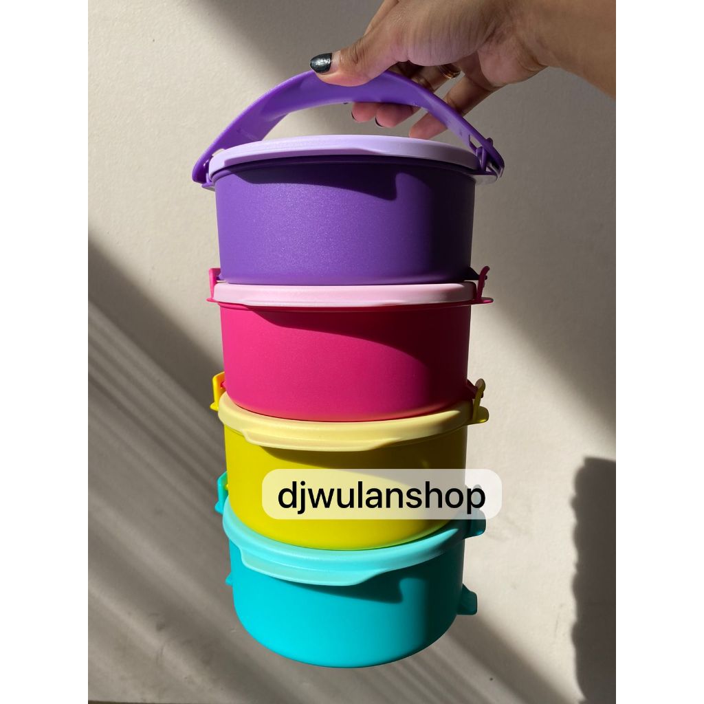 Small FUN CLICK TO GO ROUND SET 550ml/ Tupperware 4-tier Transparent ...