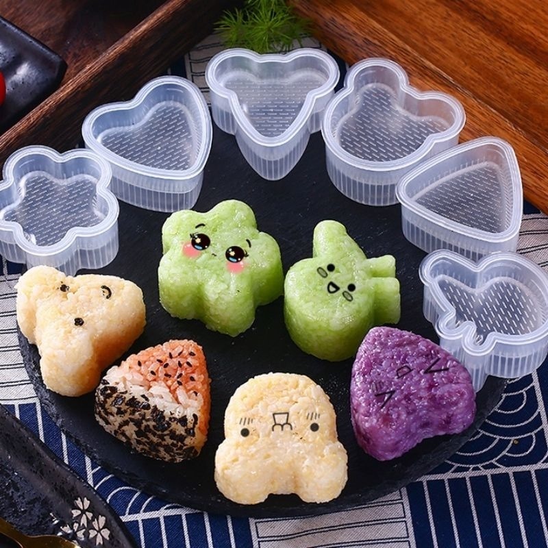 Hj / BENTO RICE MOLD SET 7PCS CUTE CHARACTERS MANUAL FOOD PRINTING ...