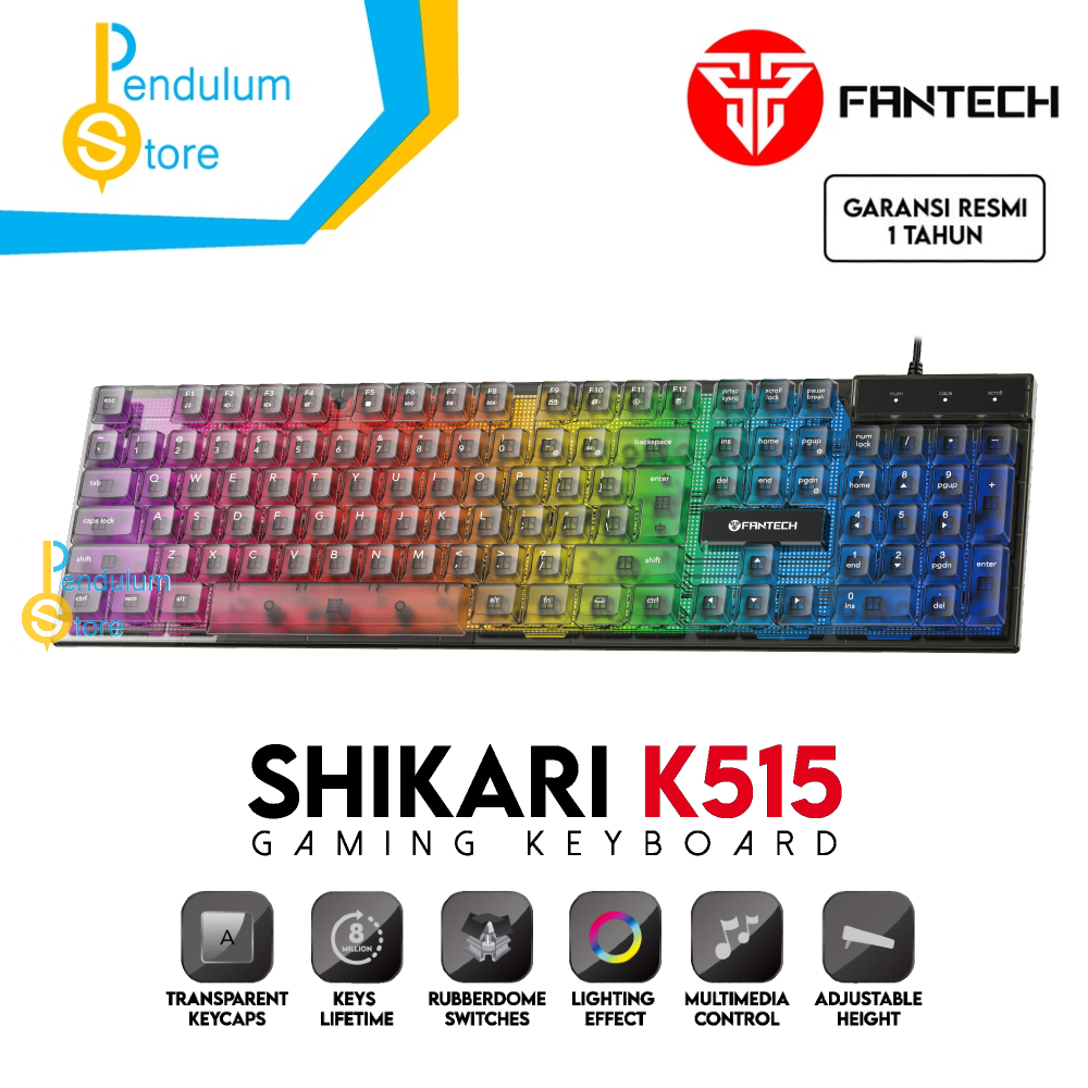 Fantech SHIKARI K515 Keycaps Transparent Gaming Keyboard RGB Anti-ghosting Membrane Keyboard ...