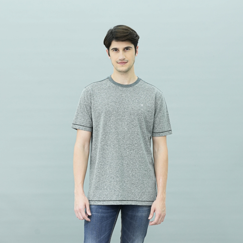 Johnwin - Casual T-shirt - T-shirt - Plain Motif - Gray - Slim Fit ...