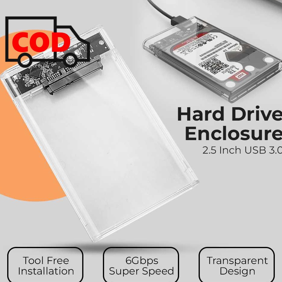 CODE F62W Casing External Hard Disk HDD SSD Enclose Transparent 25 Inch ...