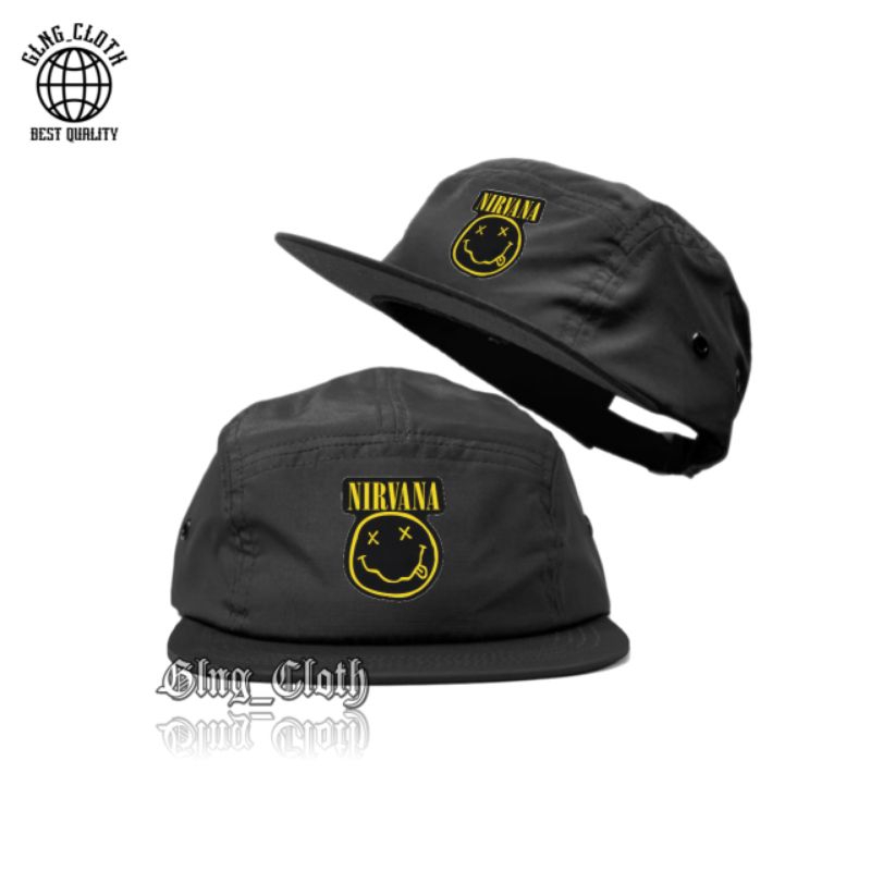 Nirvana 5 Panel Hat - Snapback Five Panel Hat Cap Distro - Men's Women ...