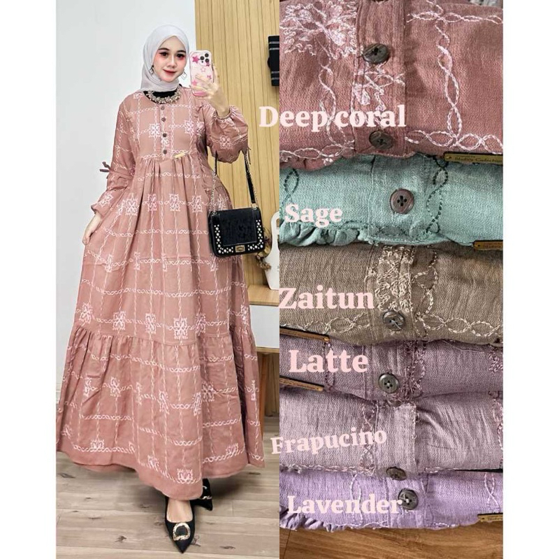 Cinderella Dress Gamis Linen crespo Embroidery Sogan Friendly // Latest ...