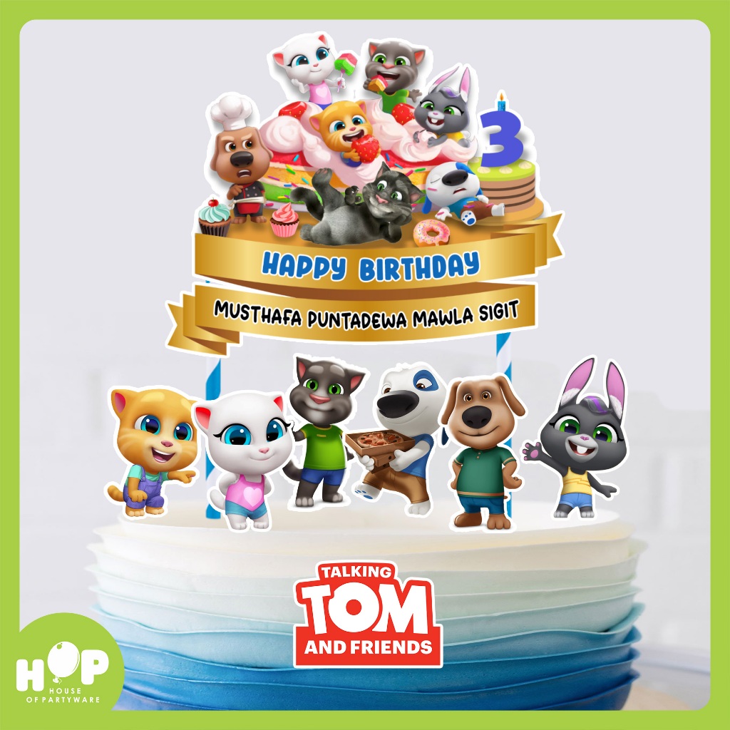 Cake Topper Talking Tom+Custom Name/Birthday Cake Decoration | Shopee ...
