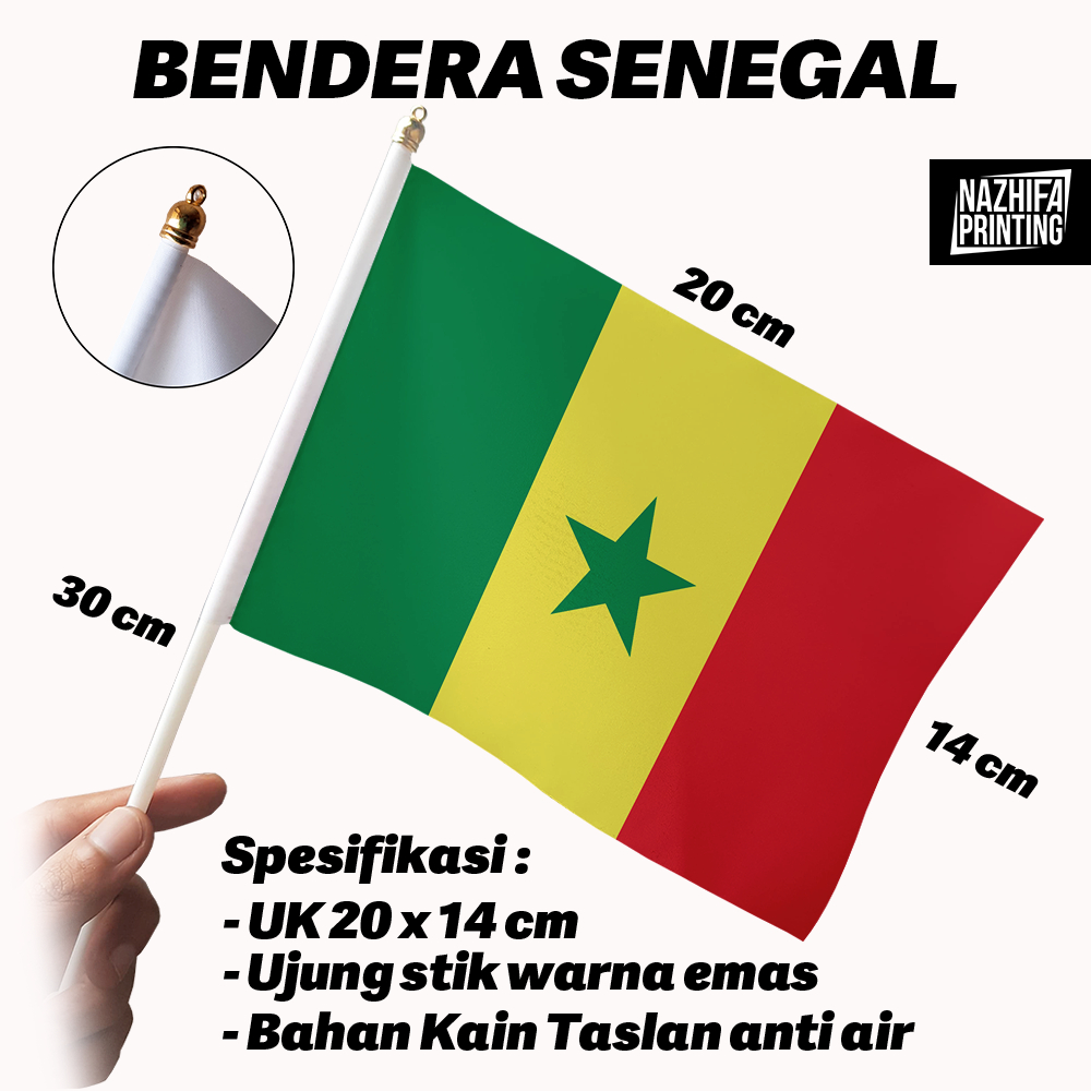 Senegal State Hand Flag - Small Mini Parade Stick Flag Taslan Material ...
