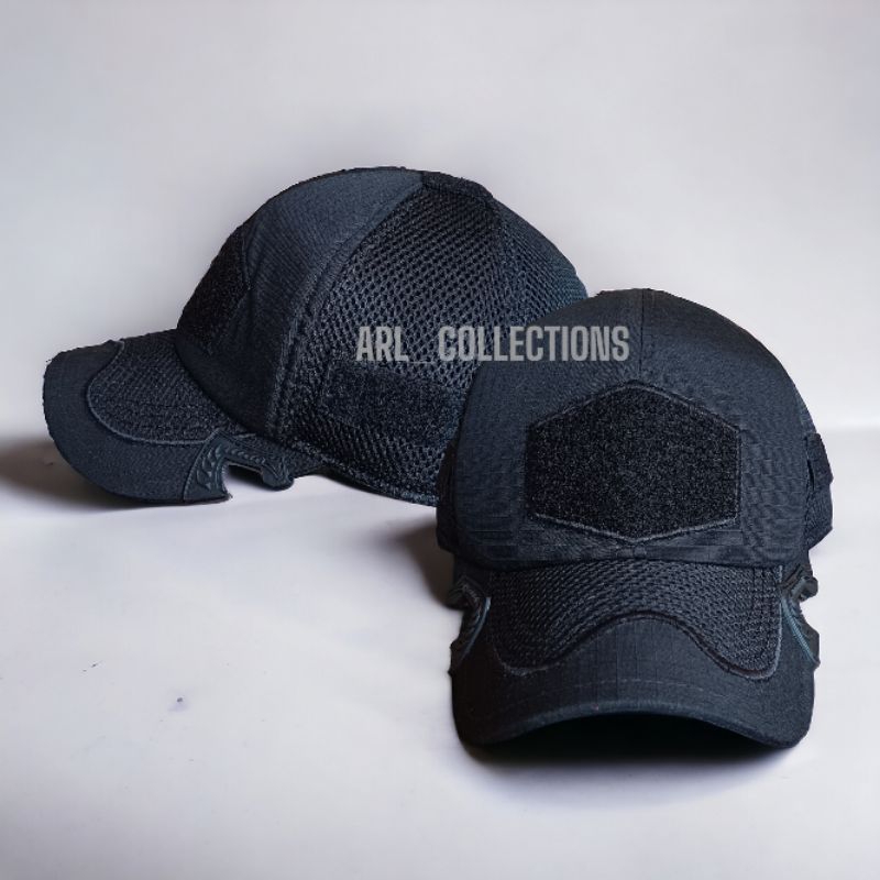 HITAM Black coak tactical hat ripstop combination double mess net - new ...