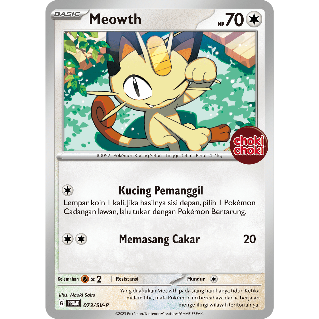 Pokemon TCG INDONESIA MEOWTH CHOKI CHOKI 073/SV-P | Shopee Philippines