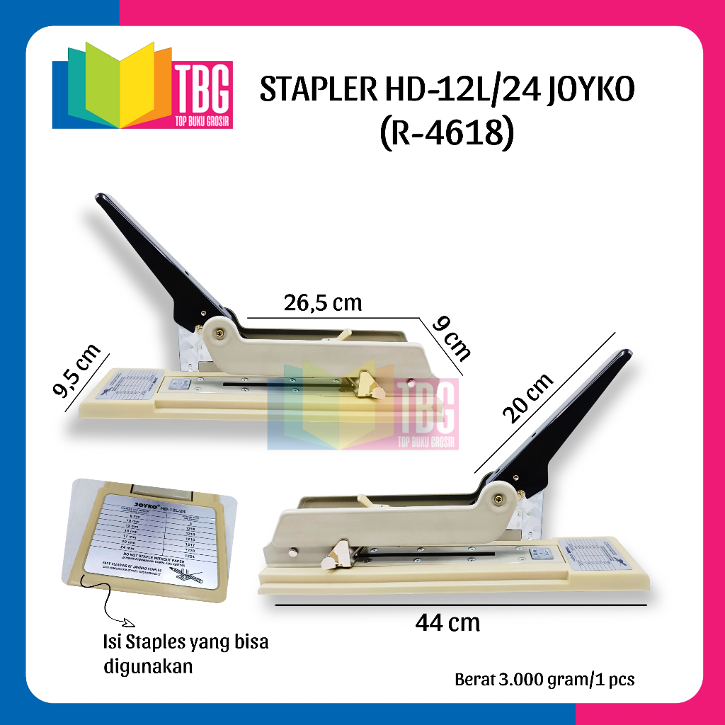 1 PCS STAPLER HD-12L/24 JOYKO / LARGE STAPLES / MIDDLE STAPLES / HEAVY ...