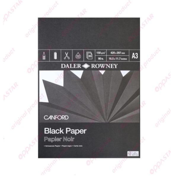 Daler Rowney Canford Black Paper A3 Drawing Paper 403355300 - Pad ...