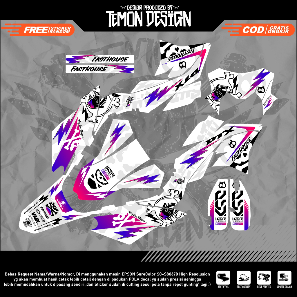 Sticker DECAL KAWASAKI D-TRACKER SUPERMOTO MOTIF 001 - FULLBODY CUTTING ...