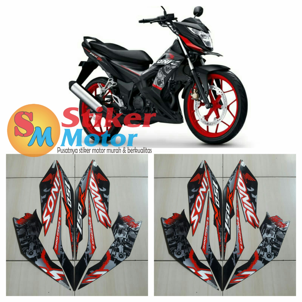 STRIPING STICKER LIS LES POLET BODY MOTOR SONIC 150R 2019 SE BLACK ...
