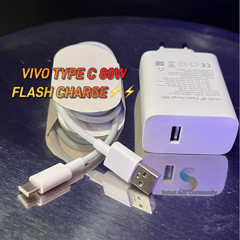 1Set 80W CHARGER VIVO TYPE C FLASH CHARGE V27 V27E V29 V30 X50 X60 X70 ...