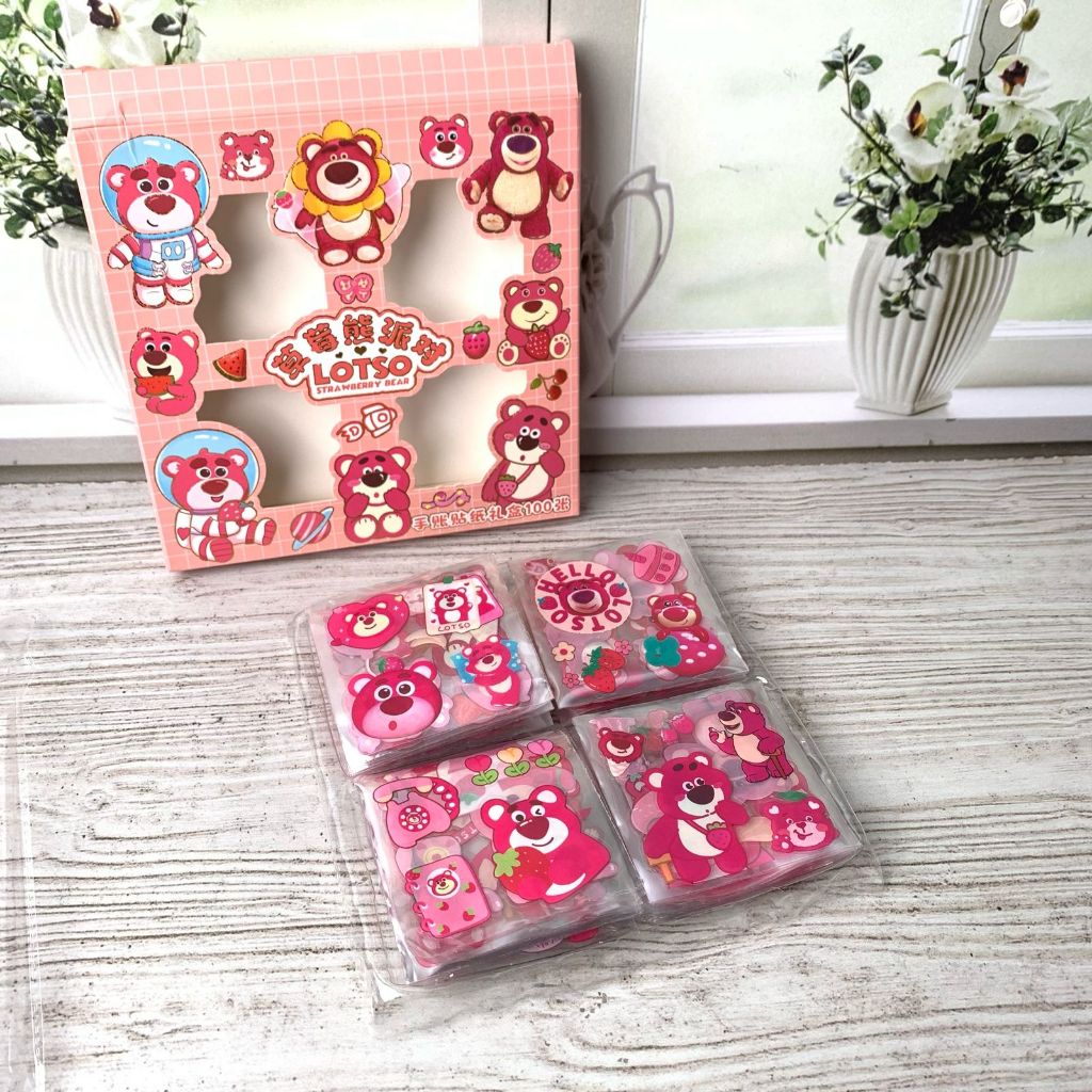 MERAH Sticker Box 100 sheets LOTSO Bear character Red Bear Sticker ...