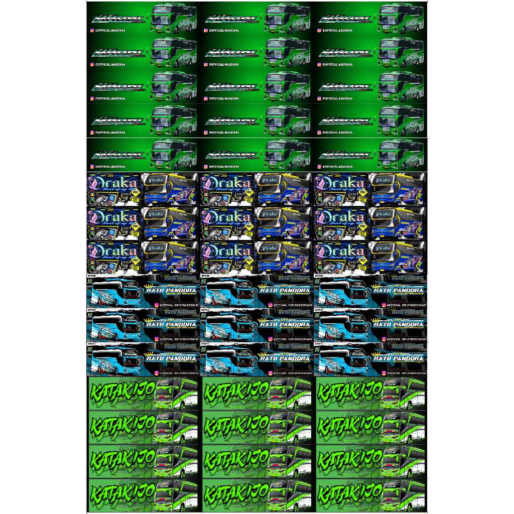 BASURI TUNGGAL JAYA MIXED BUS STICKER 1 Sheet Contains 45 boxes, VIRAL ...