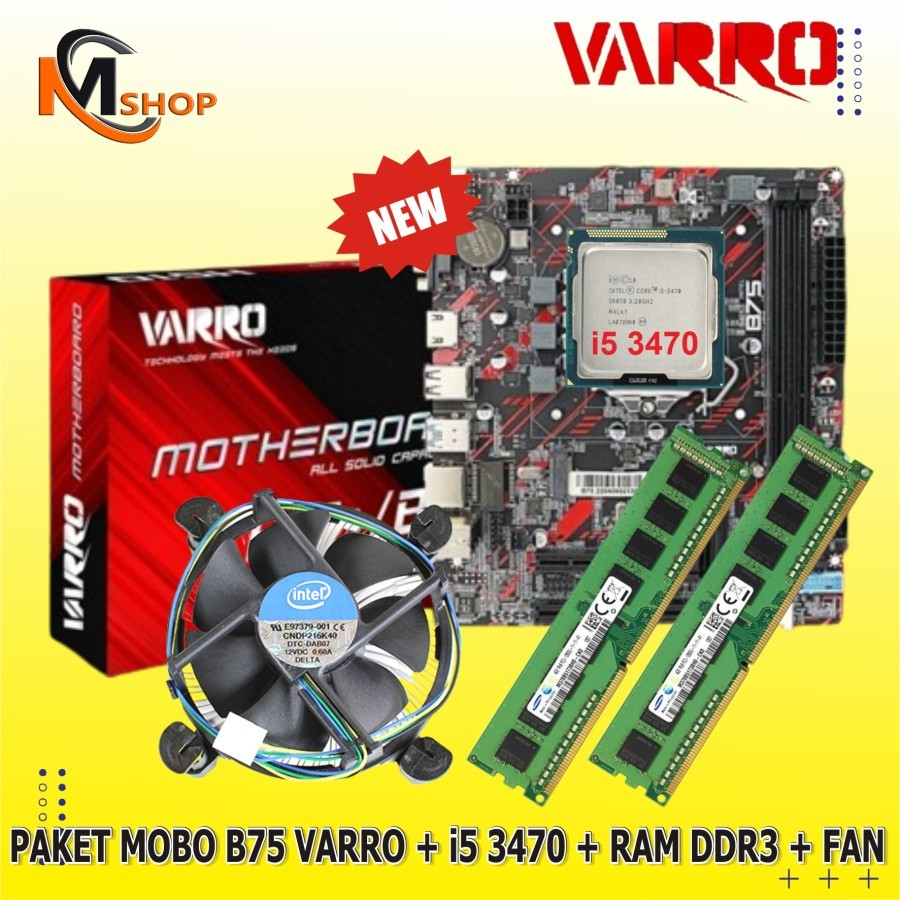 Mobo Motherboard Mainboard Package H61+ B75 Varro NVME New + i5 3470/ ...