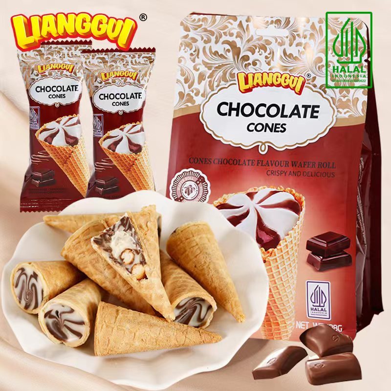 [HALAL] Lianggui Chocolate Cones 108g Chocolates Flavor Wafer Roll ...