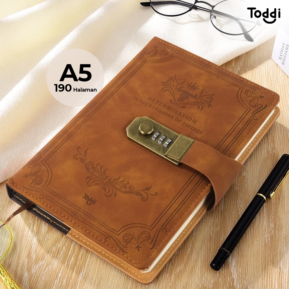 Diary Notebook Cover Leather Cover A5 Password Lock Key Lock Lockable ...