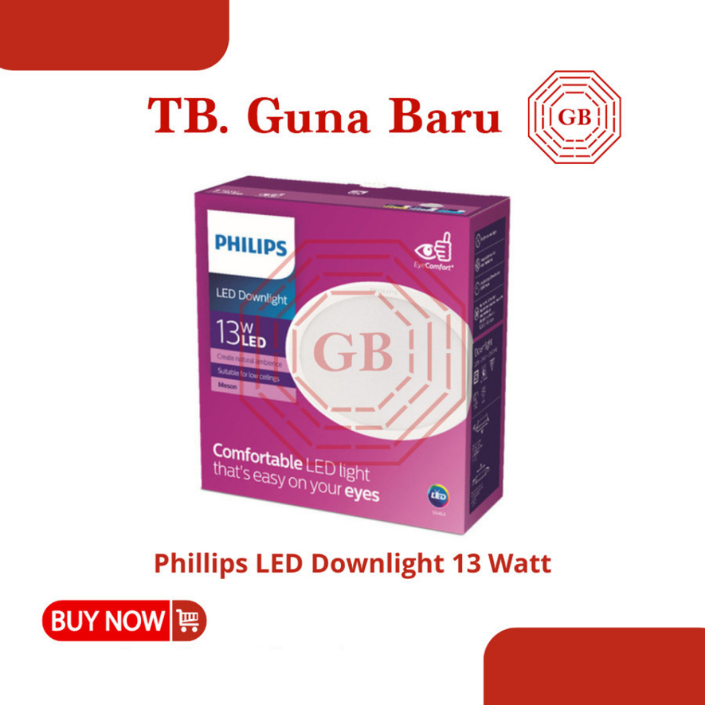 PUTIH Philips Downlight LED Meson 13W 6500K White | Shopee Philippines