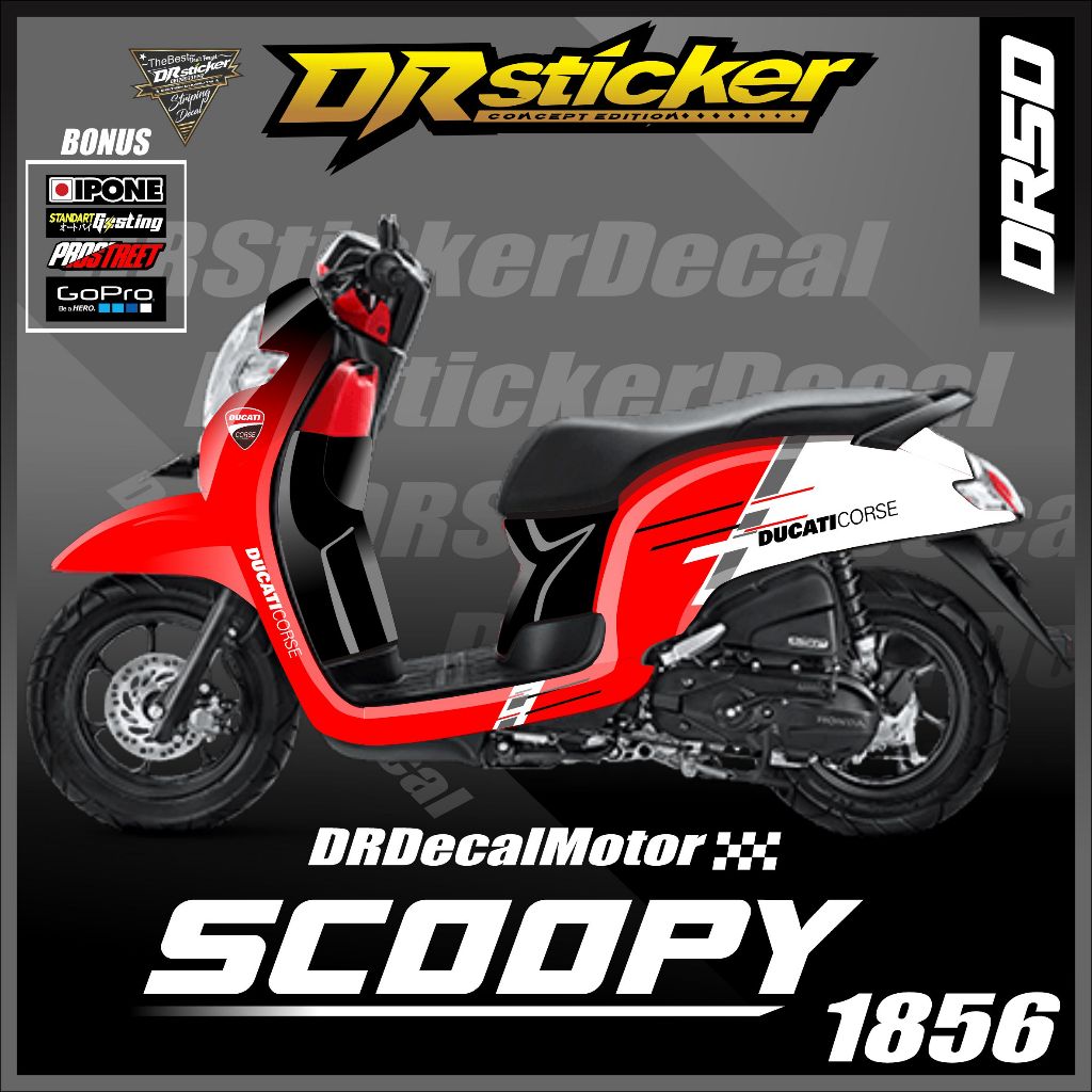 Premium Anti-fade body strip scoopy 2017-2019 skupi sticker DECAL ...
