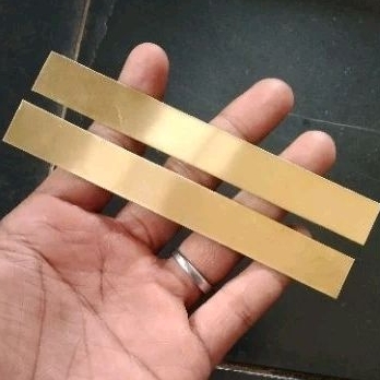Brass plate measuring 1cm x 10cm, (0.3mm thick), (01.5mm thick), (0.8mm ...
