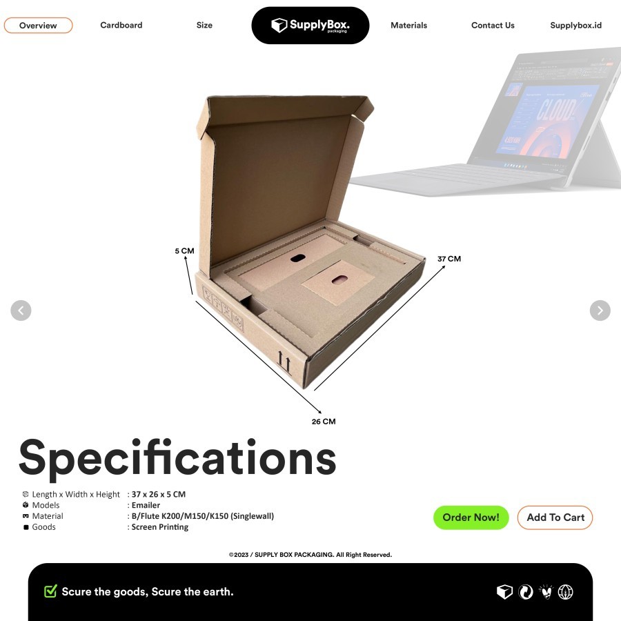 MICROSOFT SURFACE LAPTOP BOX | 37 x 26 x 5 CM | Surface Box | Dus Box ...