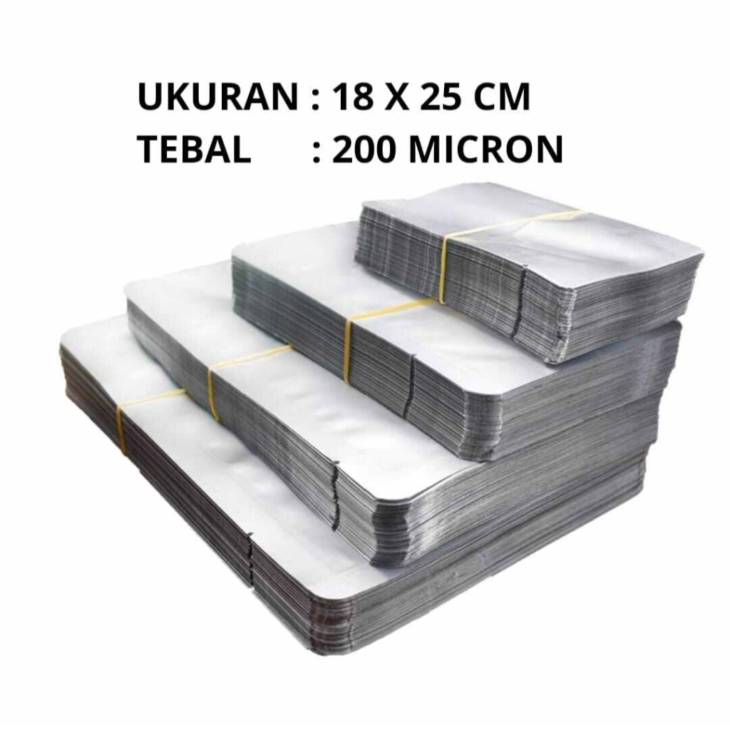 Full Aluminum Foil Silver Sachet 18x25 Sachet 200 Micron Thick | Shopee ...
