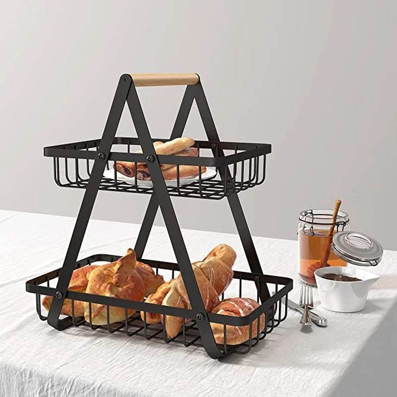 2 Tier Kitchen Shelf - Multi-Purpose Fruit Rack - Stackable Fruit ...