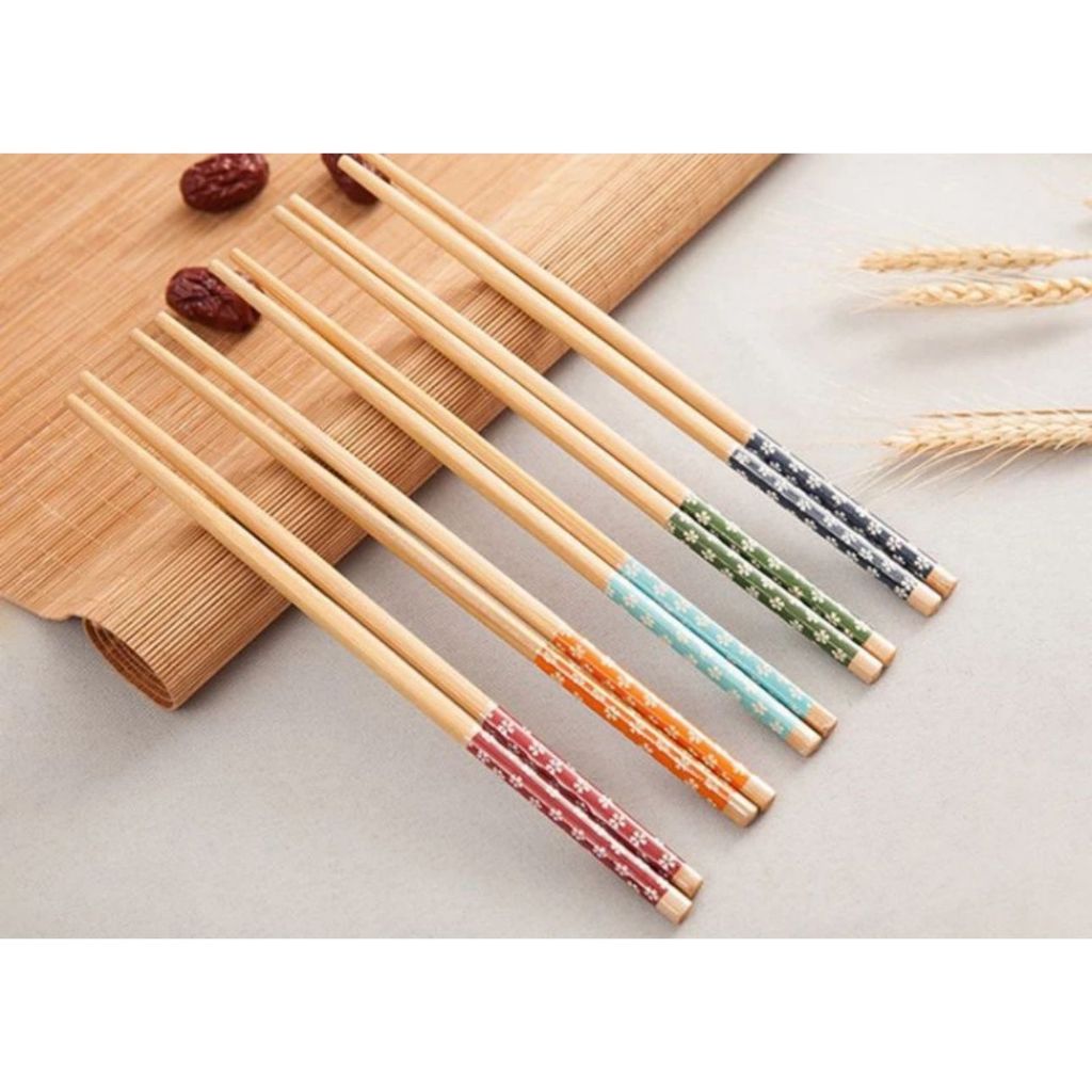 WOODEN CHOPSTICKS FLOWER MOTIF CHERRY BLOSSOM LONG EATING CHOPSTICKS ...