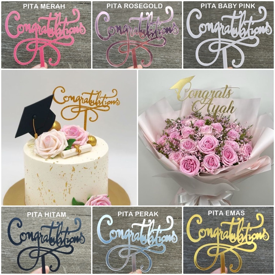 TOPR-87 : Acrylic Graduation / Congratulations Cake Topper (per piece ...