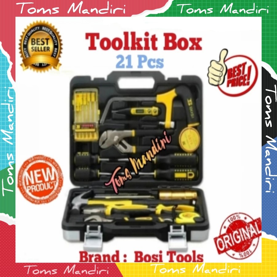 Toolset Toolkit Toolbox Toolbox Tool Set Tool Kit Tool Box 21pcs BOSI TOOLS | Shopee Philippines