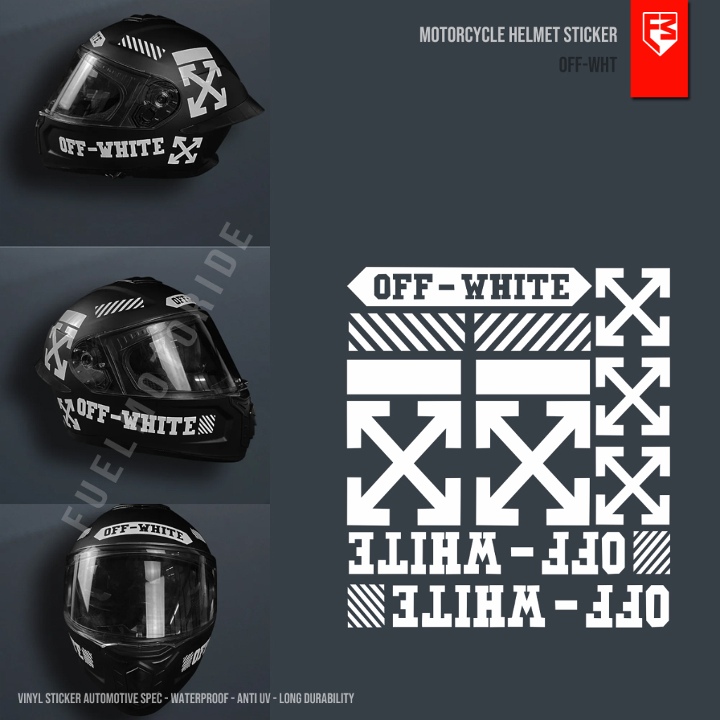 OFFWHT Full Face Half Face Motorcycle Helmet Variation Sticker | Shopee ...