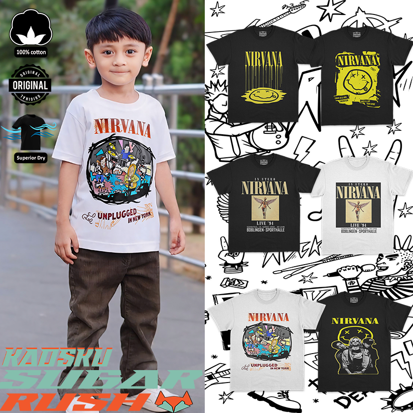 Nirvana rock band metal children's t-shirt, premium cotton combed 30s ...