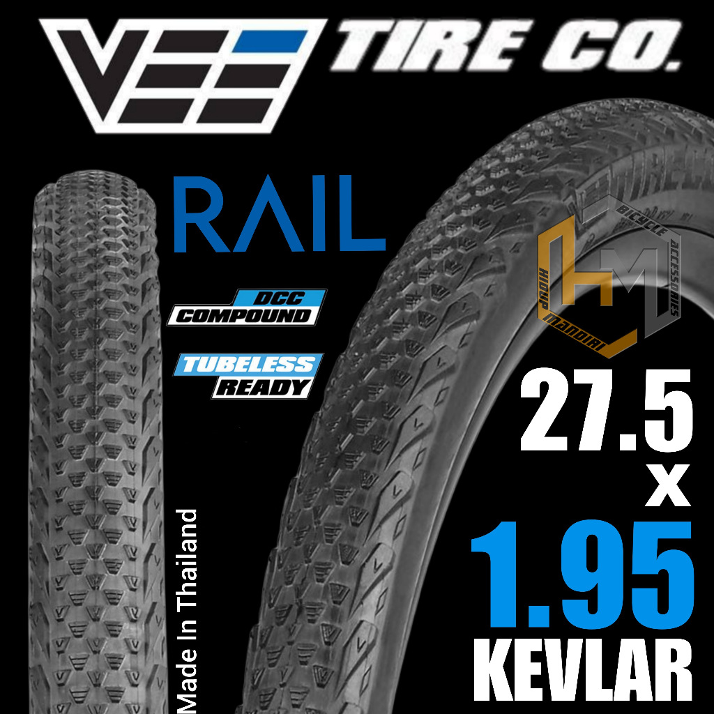 Vee Tire Co RAIL 27.5 x 1.95 KEVLAR Folding Tubeless Bicycle Outer Tire ...
