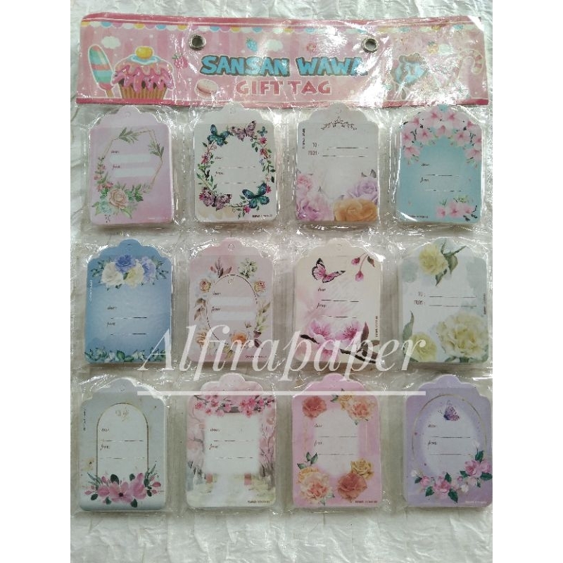 Sansan Wawa Hang Tag contains 12 sheets with Flower Motif Gift Tag ...