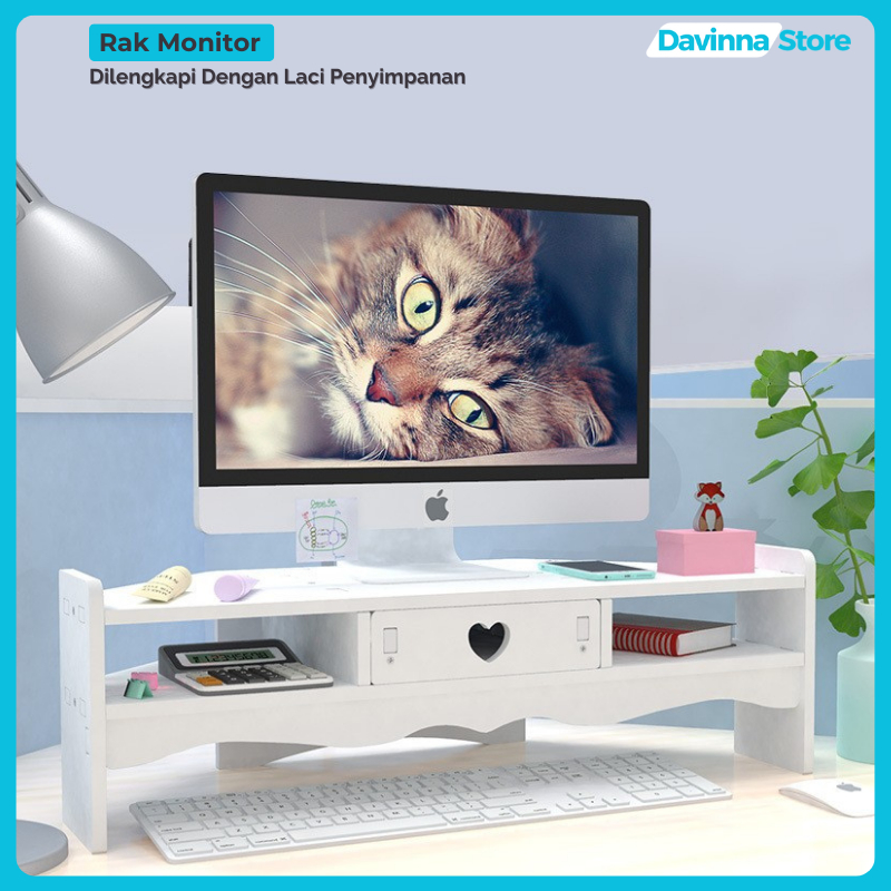 Pc Computer Monitor Rack PC Desk Stand Laptop Minimalist Vintage Study ...