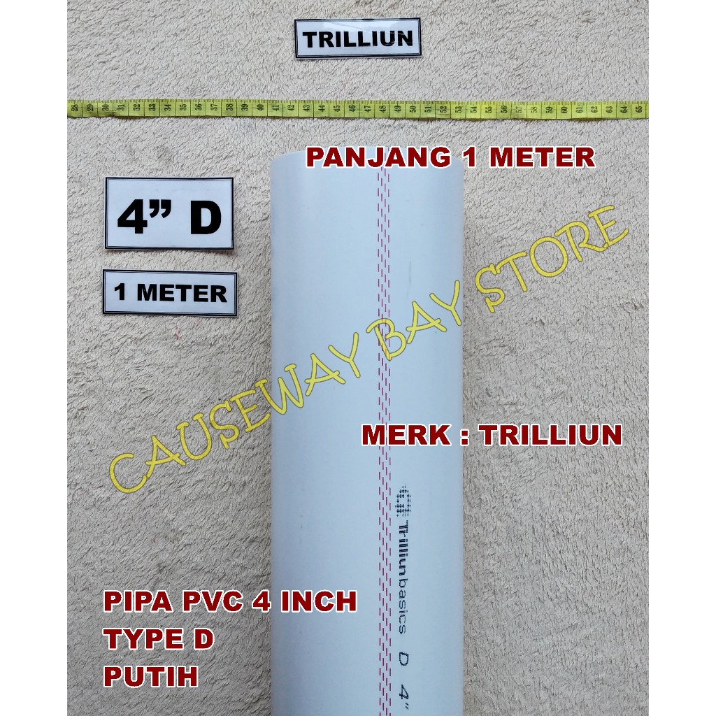 PVC PIPE 4 INCH D WHITE TRILLION 1 METER LONG | Shopee Philippines